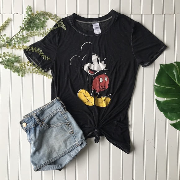 Disney | Tops | Disney Mickey Mouse Black Graphic Top Lightweight ...